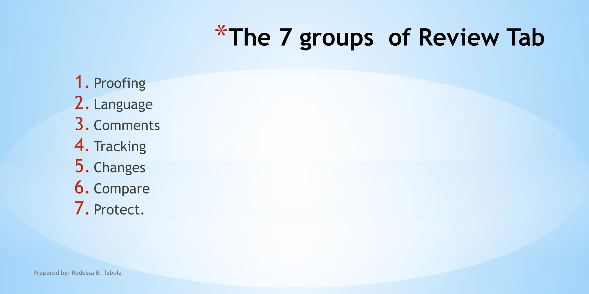 ICF - 8 REVIEW TAB IN MICROSOFT WORD 2016 | PPTX
