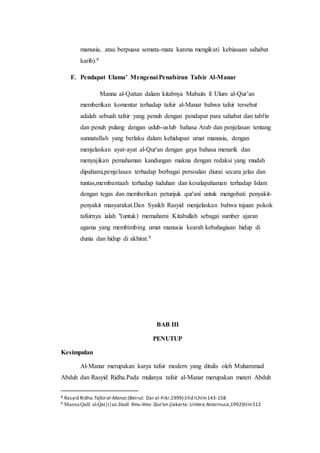Review tafsir al manar | DOCX