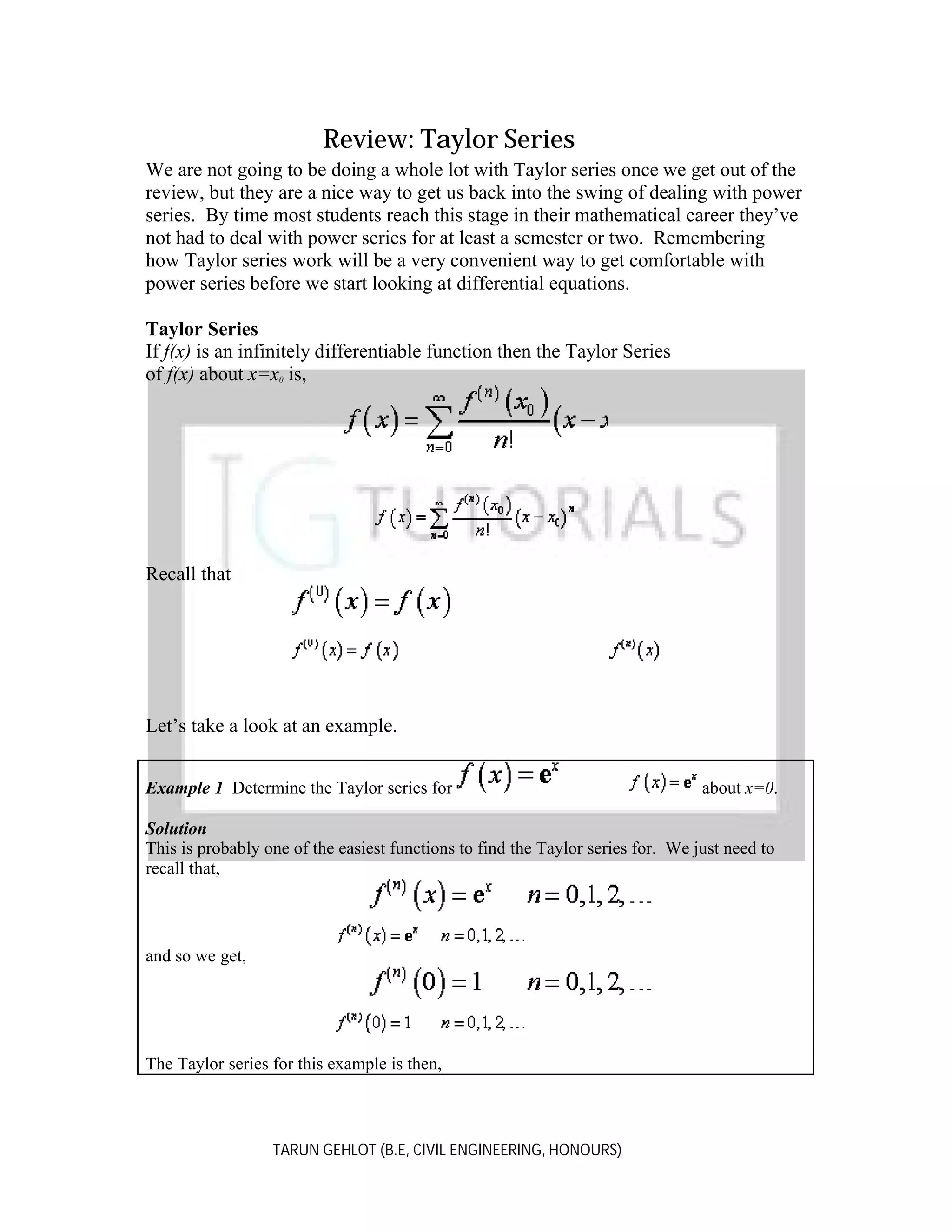 Review taylor series | PDF