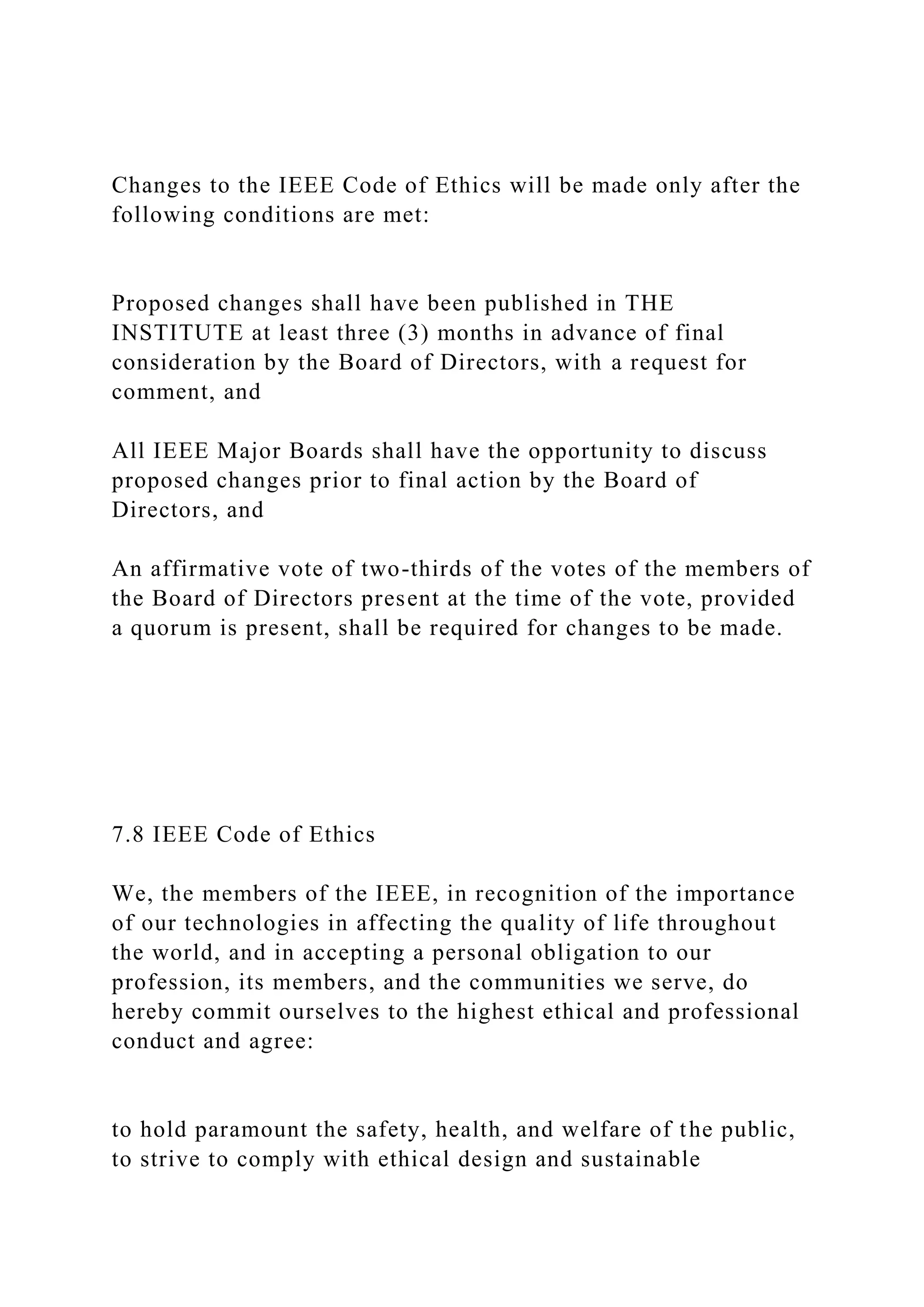 Review the code of ethics of the Institute of Electrical and Elect | DOCX