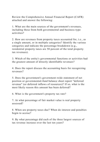 Review the Comprehensive Annual Financial Report (CAFR) attached and.docx