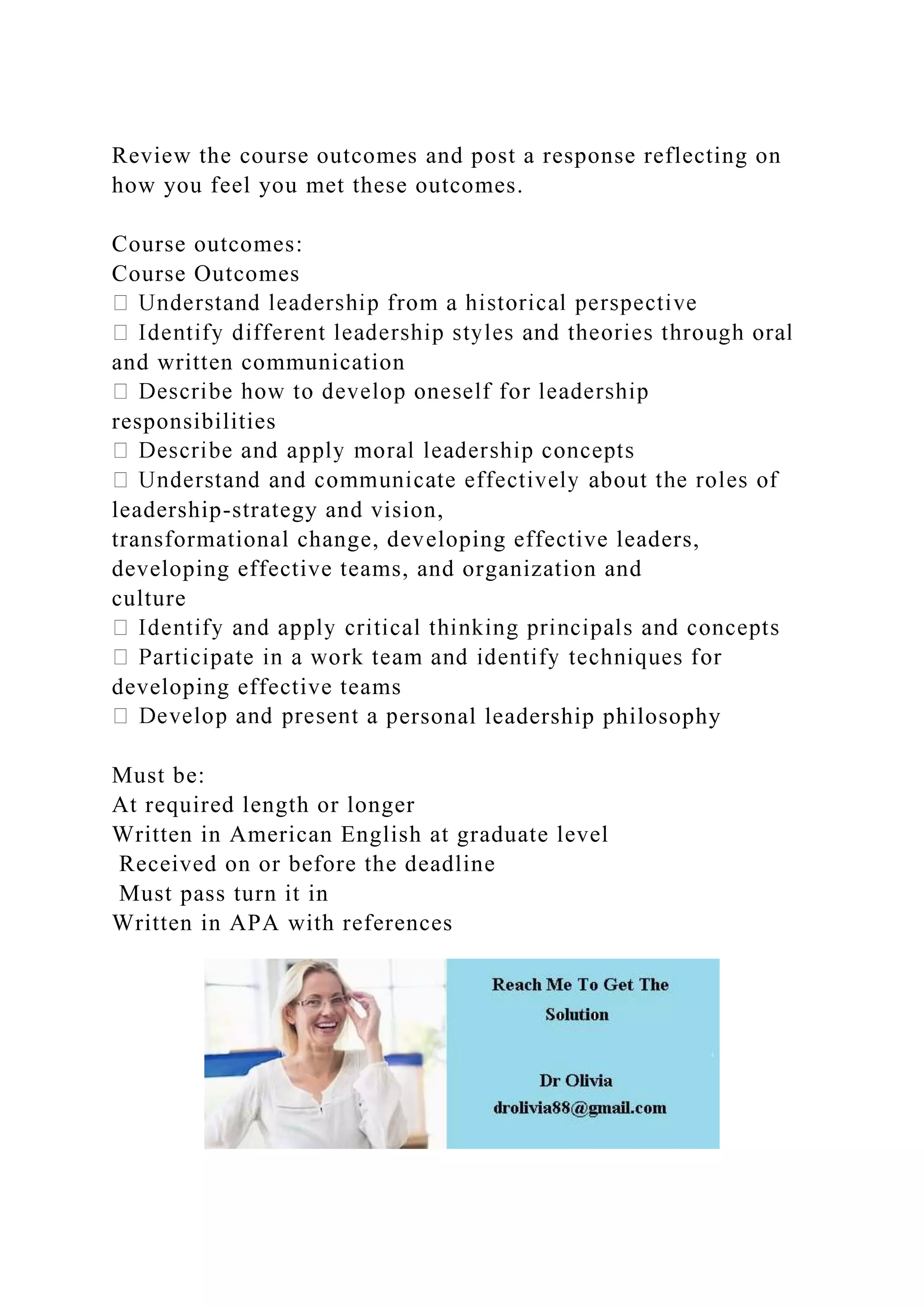 Review the course outcomes and post a response reflecting on how you.docx