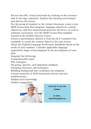 Review the ESL virtual classroom by clicking on the resource link in.docx