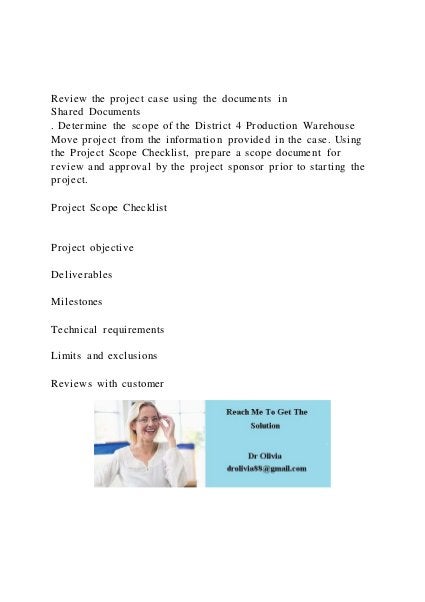 Review the project case using the documents in Shared Document | PDF