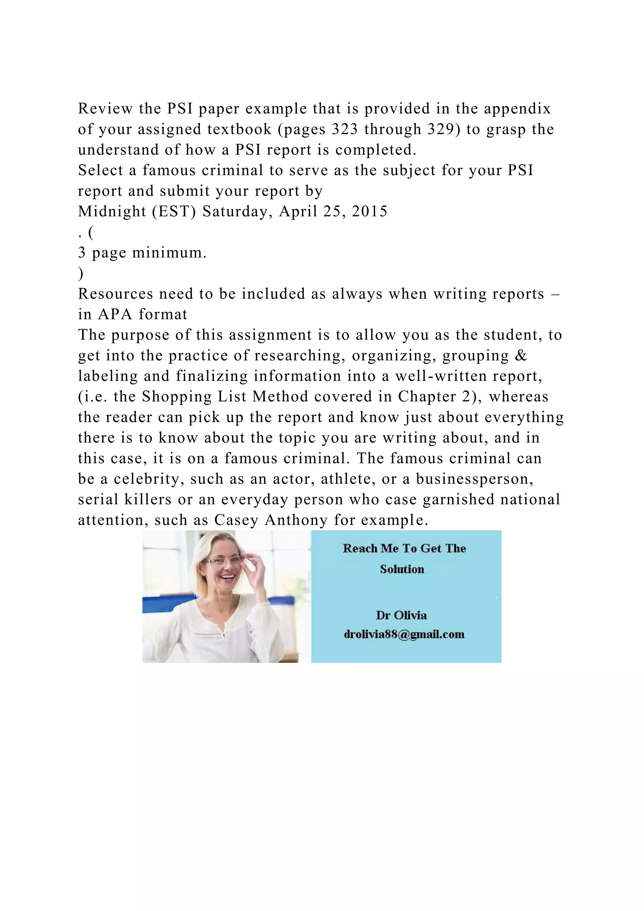 Review the PSI paper example that is provided in the appendix of you.docx