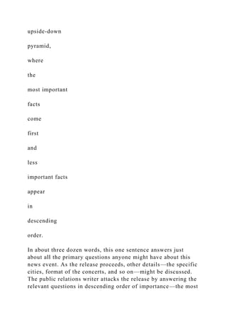 Review the section entitled The Format of a News Release” in the be.docx