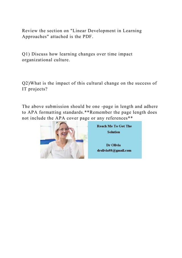 Review the section on Linear Development in Learning Approaches at.docx