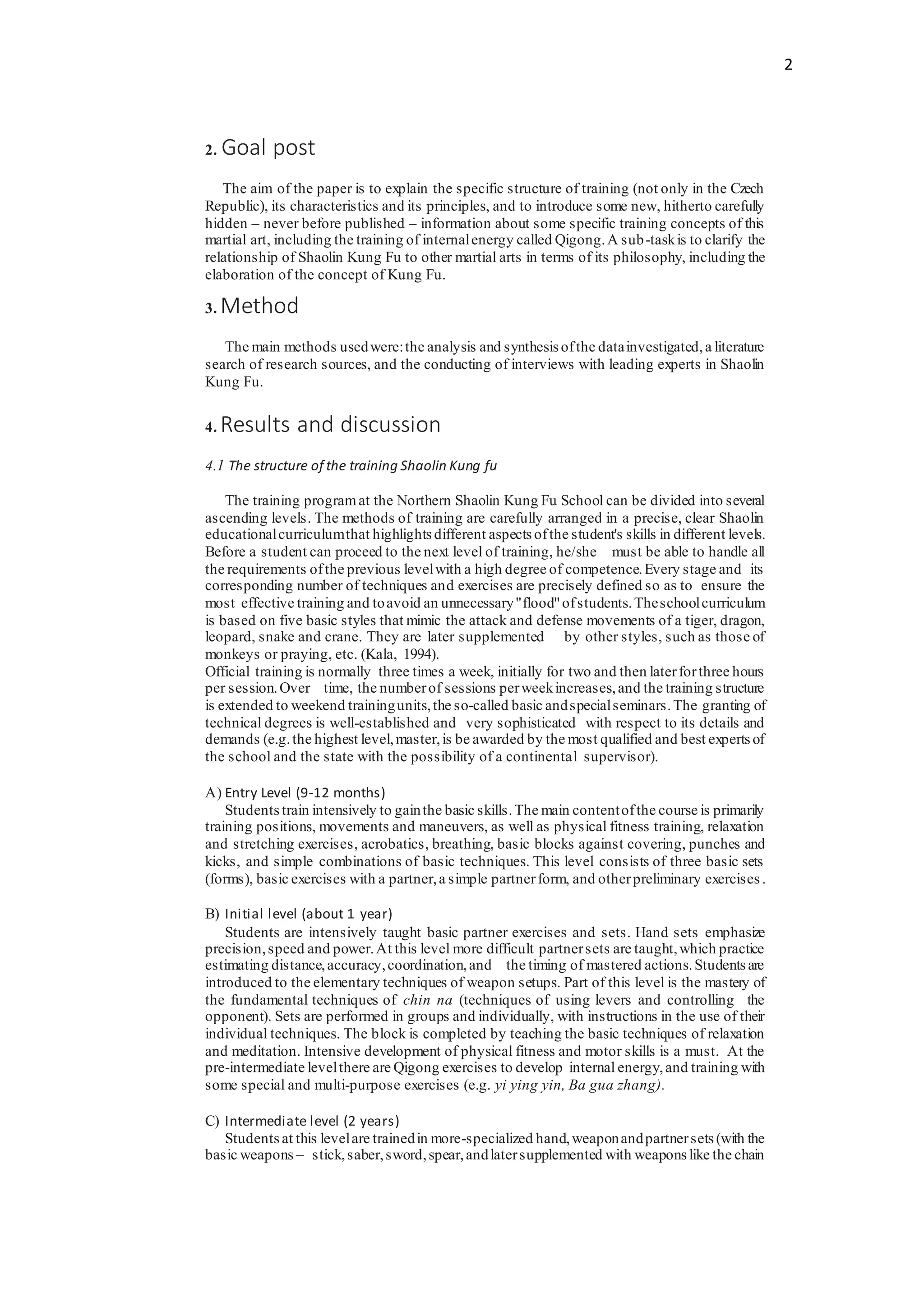 Review the structure of shaolin kung fu | DOCX