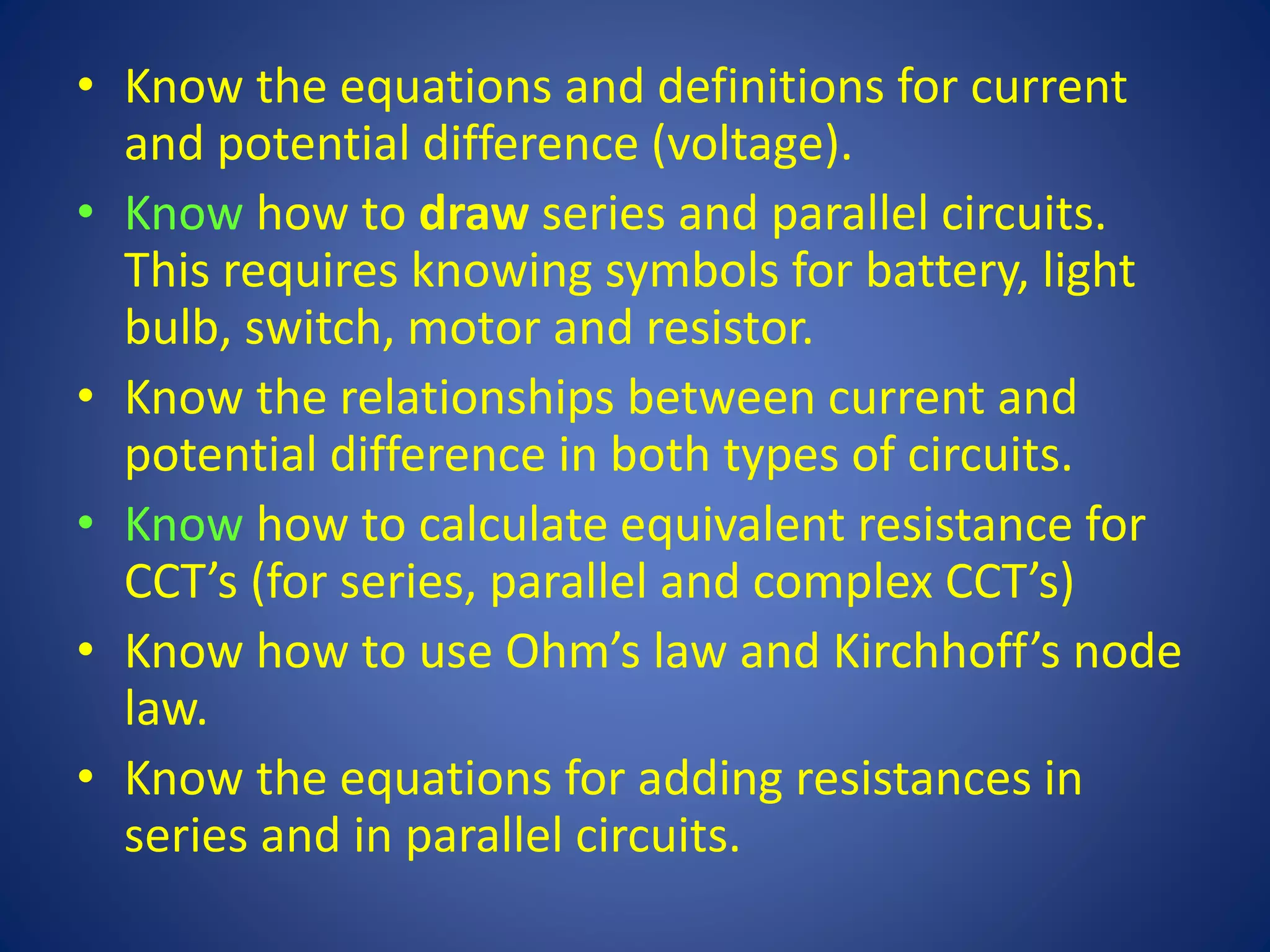 Grade 11, Review topics for electricy test | PPTX