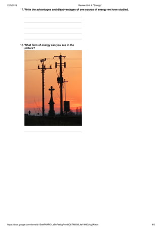 Review unit 4: Energy | PDF