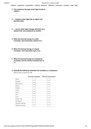Review unit 5: Light and Heat | PDF | Physics | Science