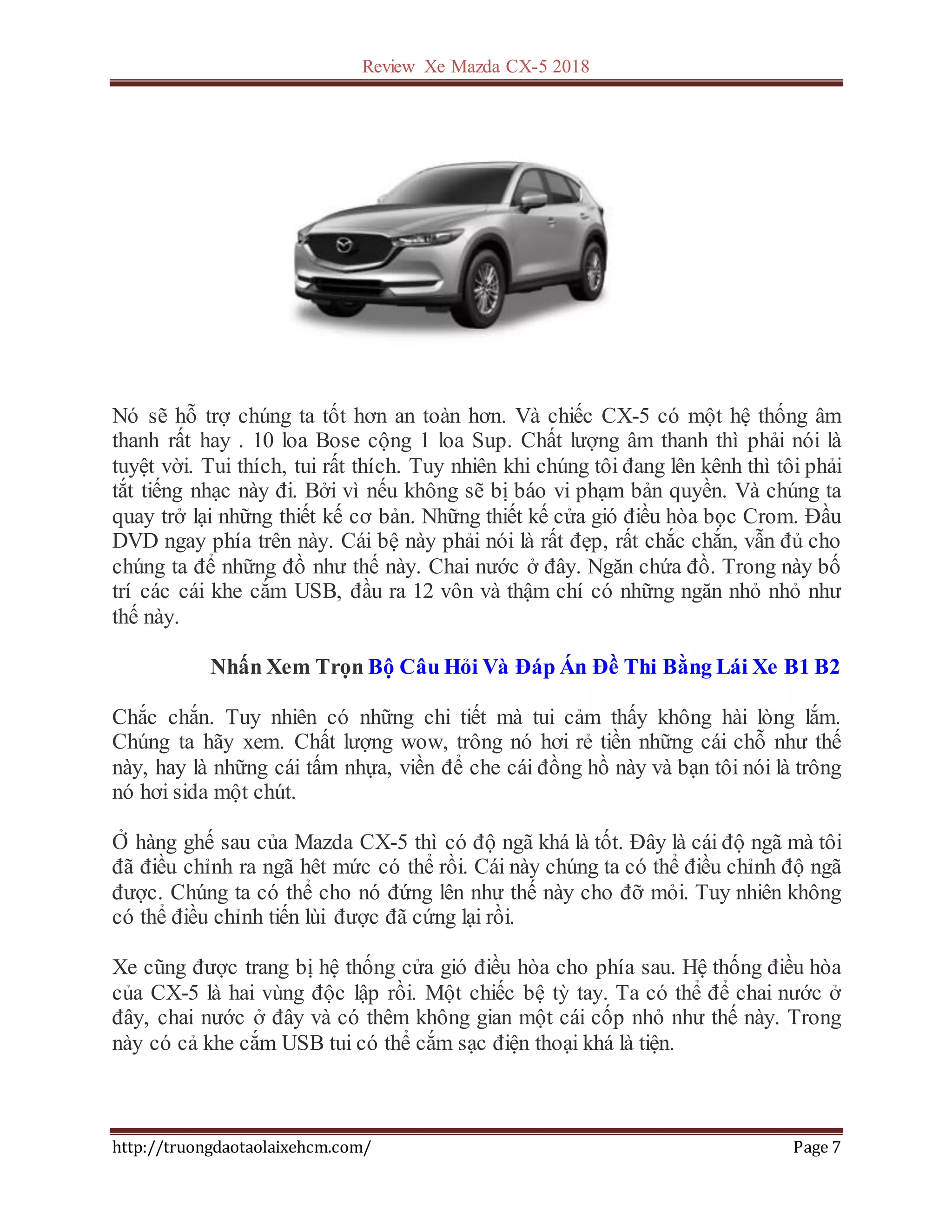 Review xe mazda cx 5 2018 | DOCX