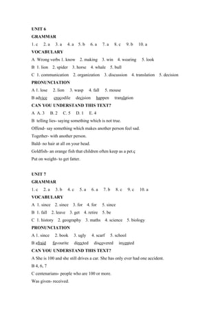 Revise and check answer key units 4 7 | DOC
