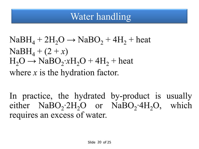 Revised hydrolysis of complex hydrides for hydrogen generation | PPT