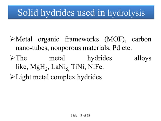 Revised hydrolysis of complex hydrides for hydrogen generation | PPT