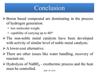 Hydrolysis of complex hydrides for hydrogen generation | PPTX