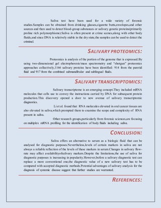 Revised saliva as a diagnostic tool | DOCX