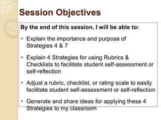 Revised using rubrics to facilitate self-assessment and self-reflection ...