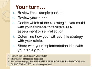 Revised using rubrics to facilitate self-assessment and self-reflection ...
