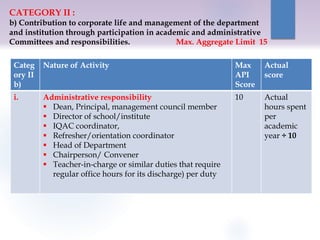 Revised api pbas as per ugc | PPTX | College Education | Education