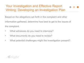 Writing Effective Investigation Reports | PPT