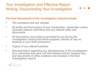 Writing Effective Investigation Reports | PPT