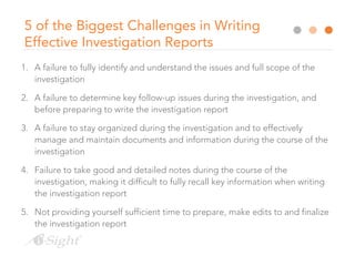 Writing Effective Investigation Reports | PPT