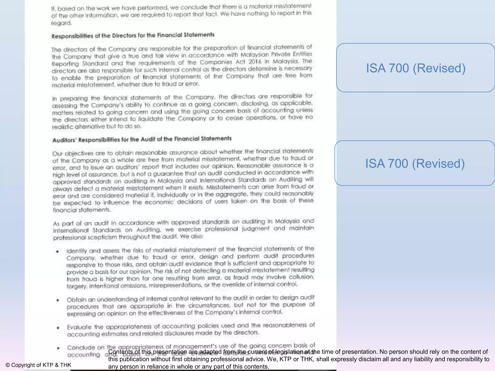 Revised Auditor Report: ISA 700, ISA 705, ISA 706 and ISA 720 | PPTX