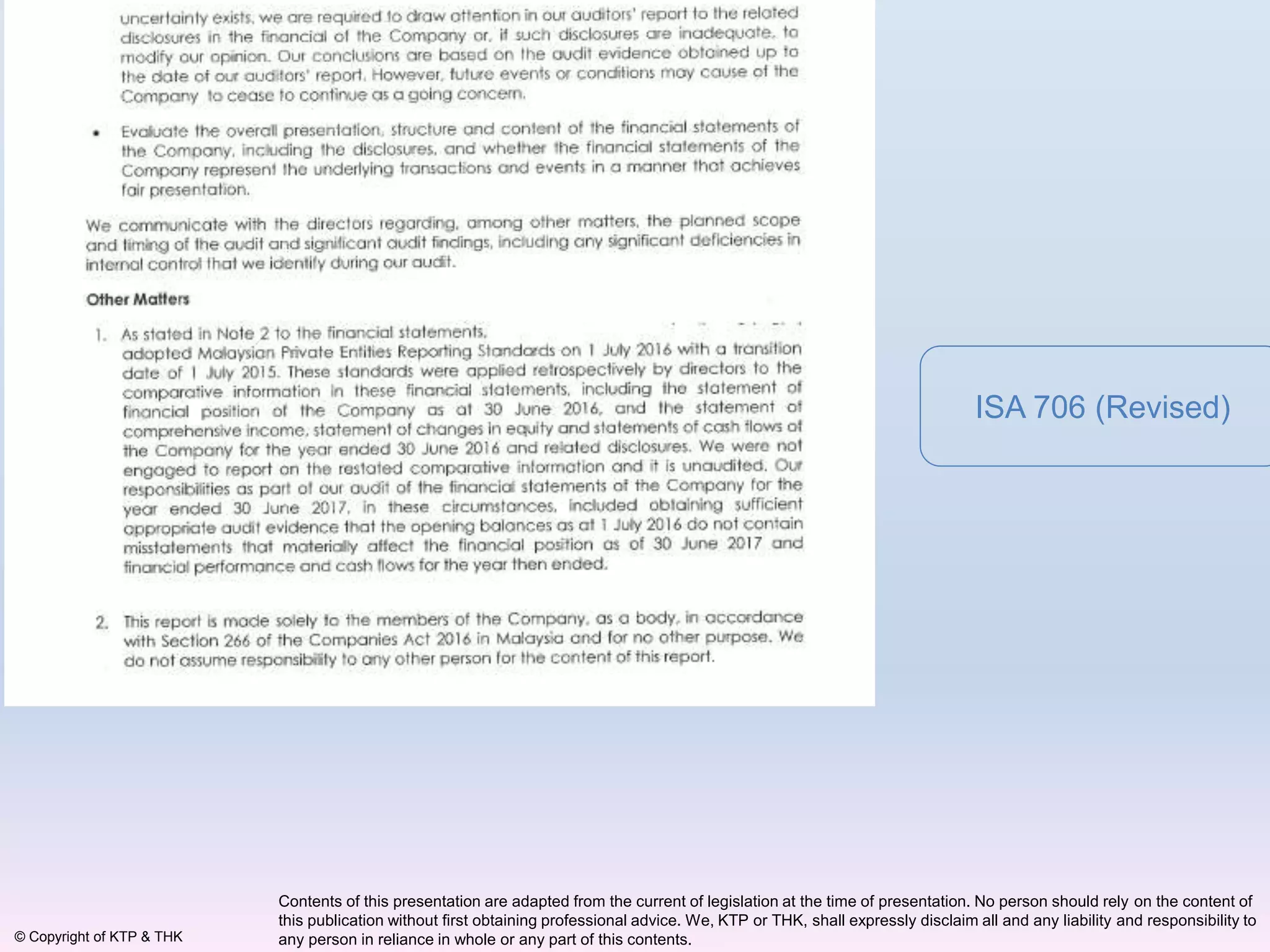 Revised Auditor Report: ISA 700, ISA 705, ISA 706 and ISA 720 | PPTX