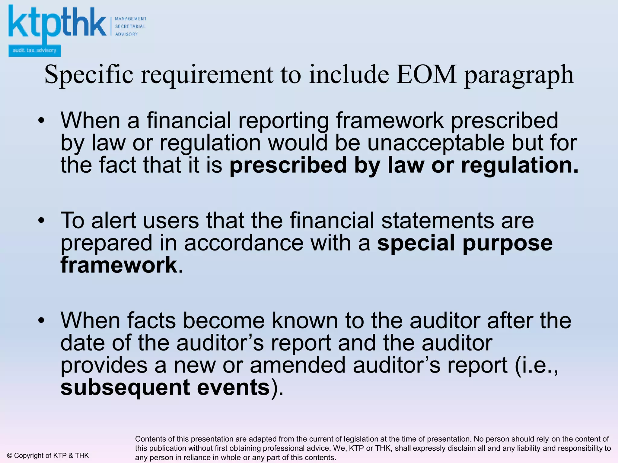 Revised Auditor Report: ISA 700, ISA 705, ISA 706 and ISA 720 | PPTX