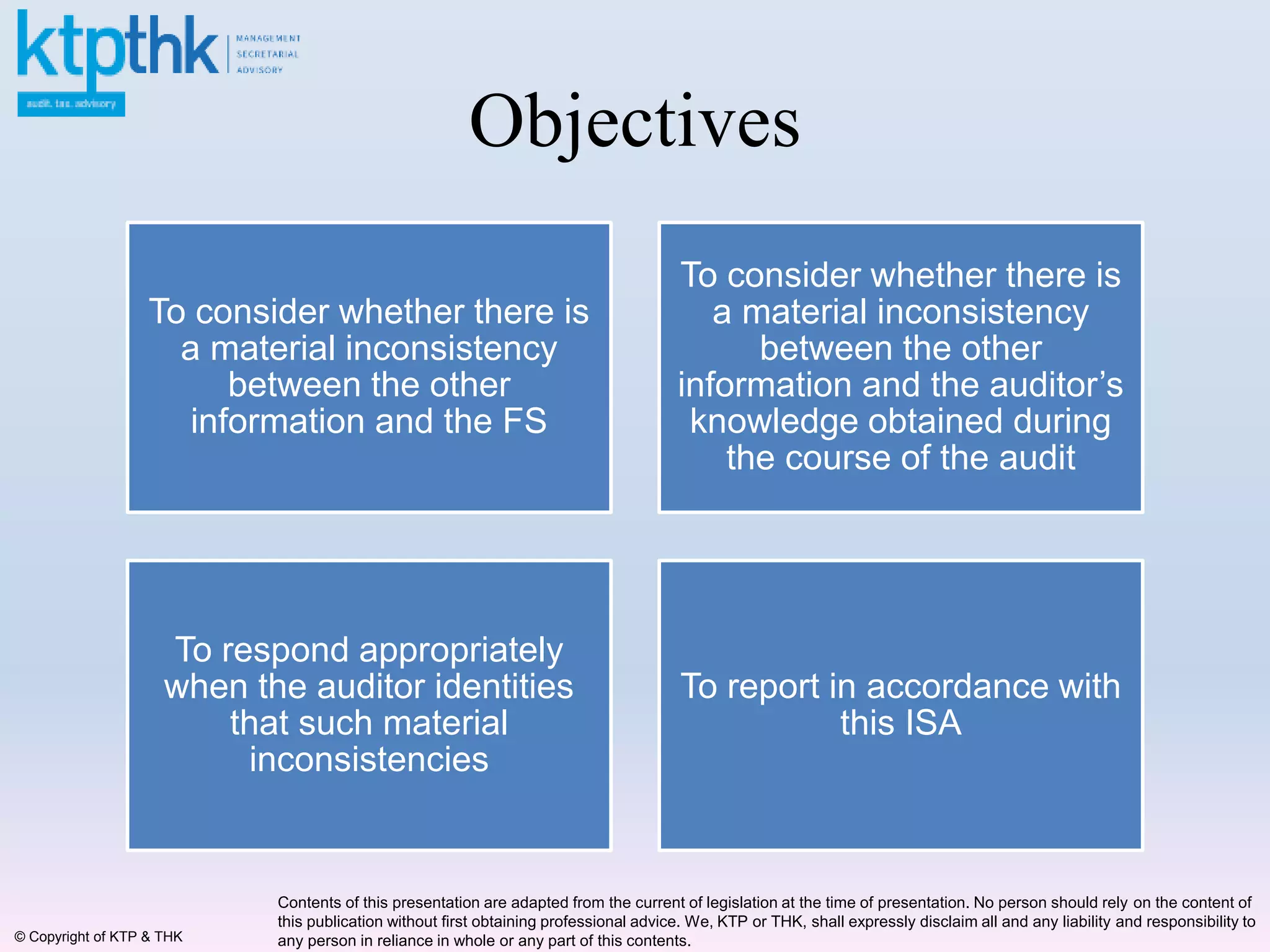 Revised Auditor Report: ISA 700, ISA 705, ISA 706 and ISA 720 | PPTX