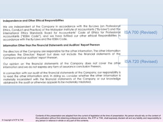 Revised Auditor Report: ISA 700, ISA 705, ISA 706 and ISA 720 | PPTX