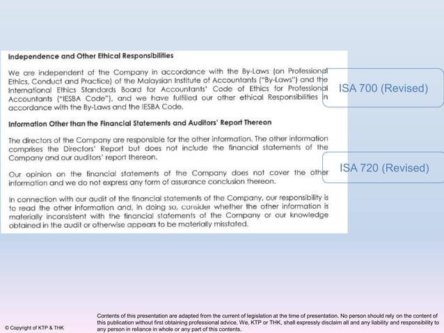 Revised Auditor Report: ISA 700, ISA 705, ISA 706 and ISA 720 | PPTX