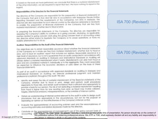 Revised Auditor Report: ISA 700, ISA 705, ISA 706 and ISA 720 | PPTX