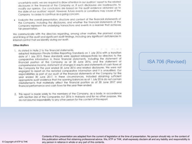 Revised Auditor Report: ISA 700, ISA 705, ISA 706 and ISA 720 | PPTX