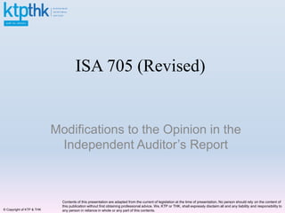 Revised Auditor Report: ISA 700, ISA 705, ISA 706 and ISA 720 | PPTX
