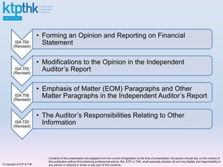 Revised Auditor Report: ISA 700, ISA 705, ISA 706 and ISA 720 | PPTX