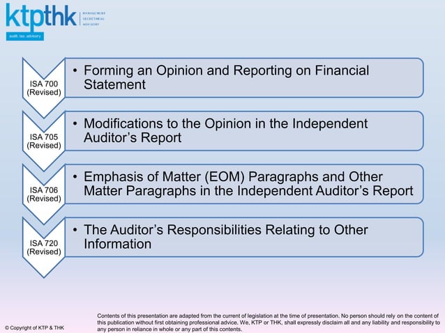 Revised Auditor Report: ISA 700, ISA 705, ISA 706 and ISA 720 | PPTX