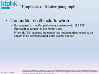Revised Auditor Report: ISA 700, ISA 705, ISA 706 and ISA 720 | PPTX