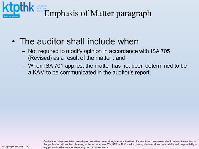 Revised Auditor Report: ISA 700, ISA 705, ISA 706 and ISA 720 | PPTX