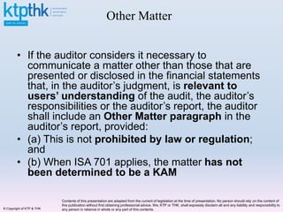 Revised Auditor Report: ISA 700, ISA 705, ISA 706 and ISA 720 | PPTX