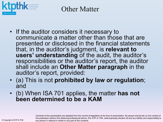 Revised Auditor Report: ISA 700, ISA 705, ISA 706 and ISA 720 | PPTX