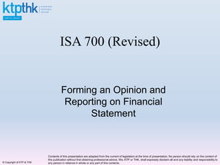 Revised Auditor Report: ISA 700, ISA 705, ISA 706 and ISA 720 | PPTX