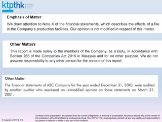 Revised Auditor Report: ISA 700, ISA 705, ISA 706 and ISA 720 | PPTX
