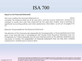 Revised Auditor Report: ISA 700, ISA 705, ISA 706 and ISA 720 | PPTX