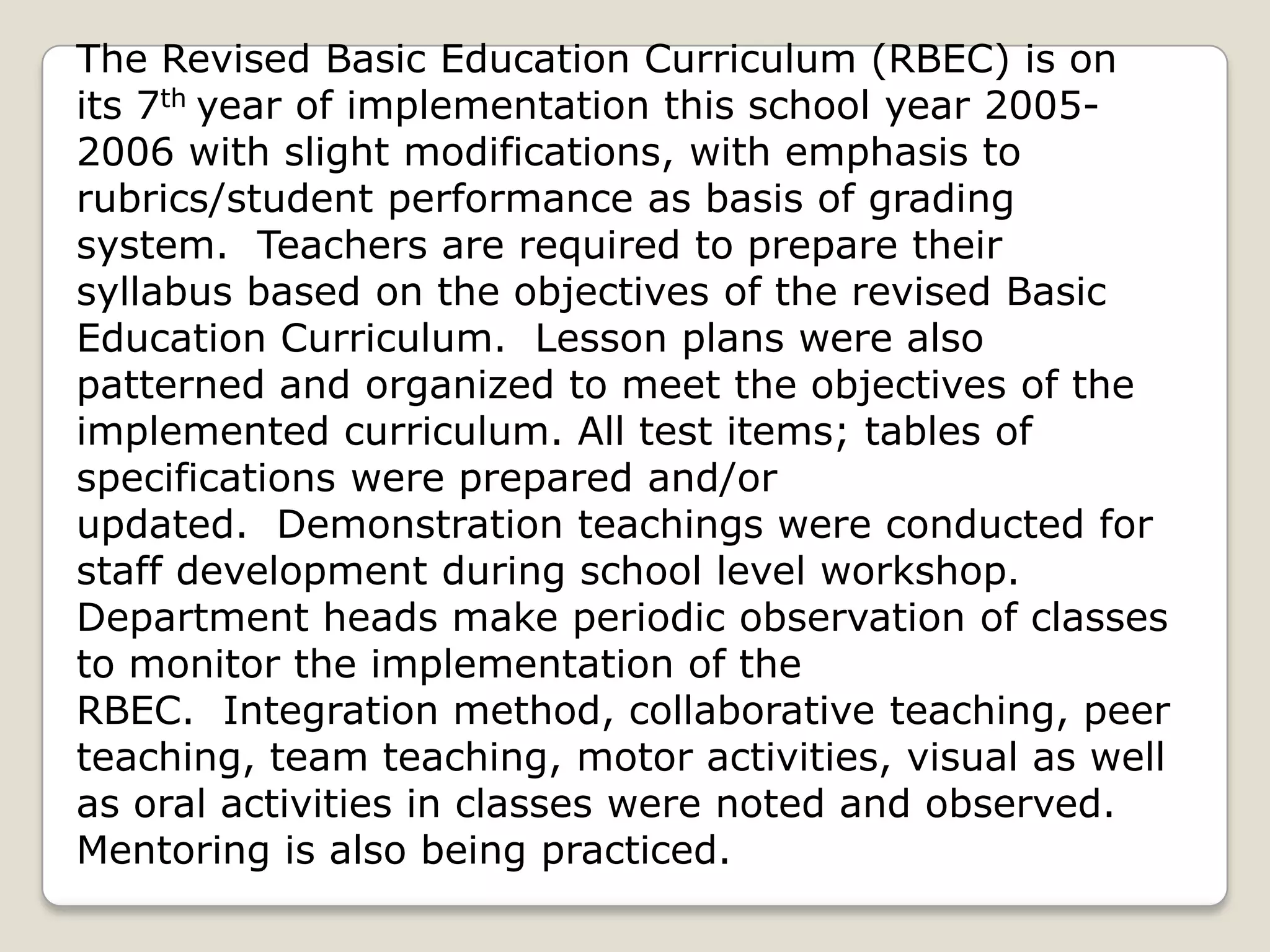 Revised basic education curriculum (rbec) | PPTX