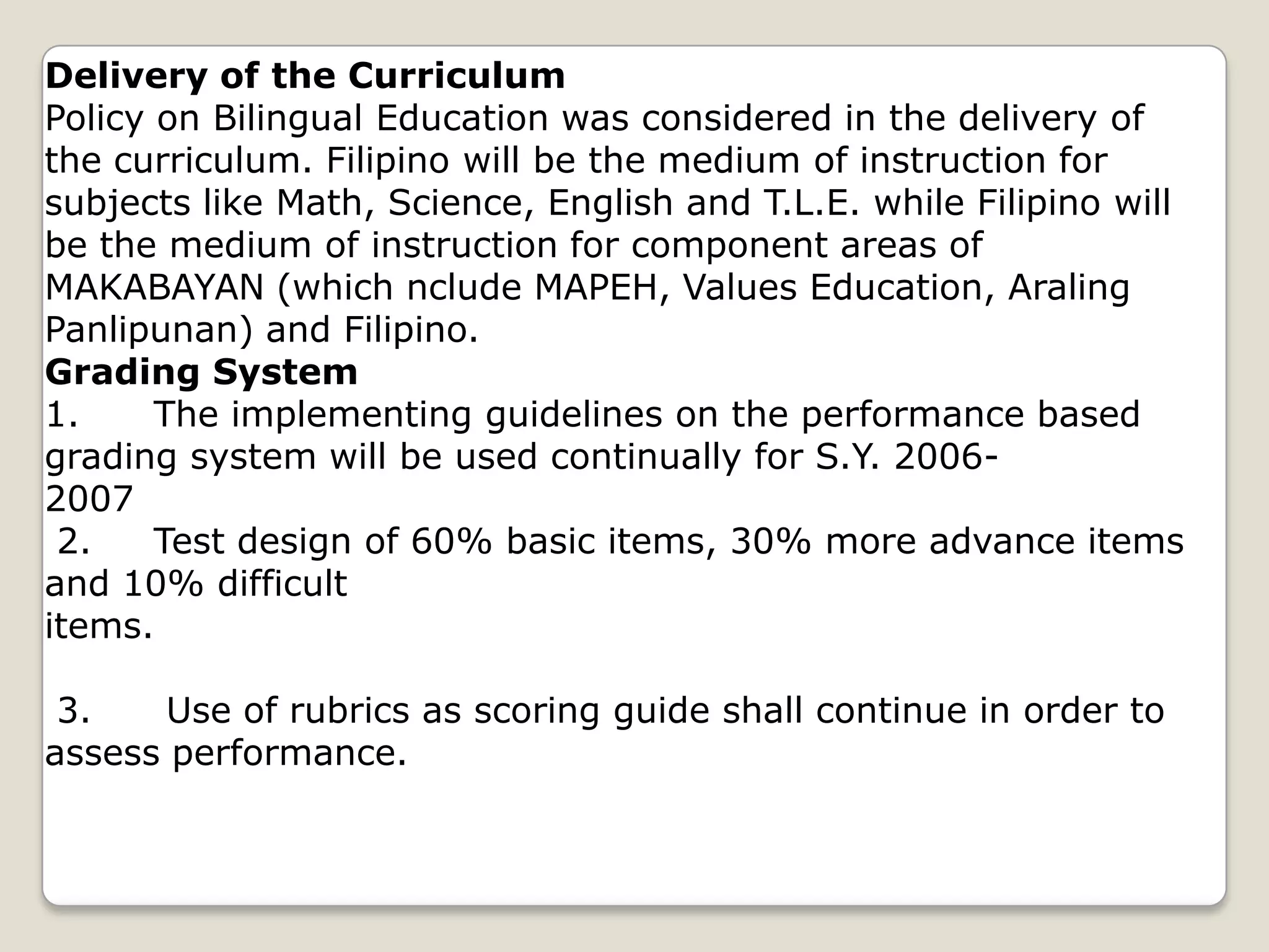 Revised basic education curriculum (rbec) | PPTX