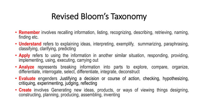 Revised Bloom’s Taxonomy.pptx | Science