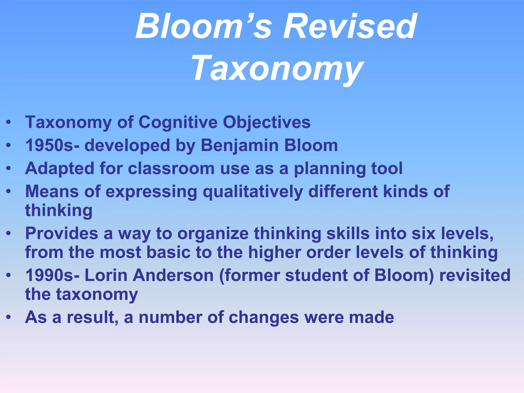 Revised Blooms Taxonomy and Formulation of Objectives.pptx | Internet for Beginners | Internet