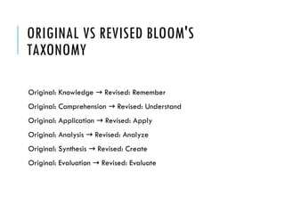 Revised Blooms Taxonomy (Cognitive Level) | PPTX